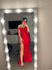 Charming Red Off Shoulder Evening Dress With Side Split cg25134 ...