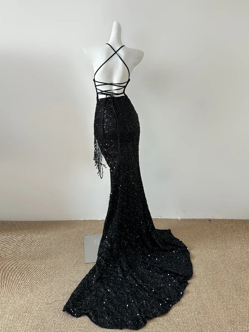 Black Sequin Evening Dresses,Sleeveless Party Prom Dress cg25476 ...