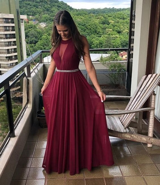 A Line Sexy V Neck Chiffon Prom Dress with Pleats cg11660 – classygown