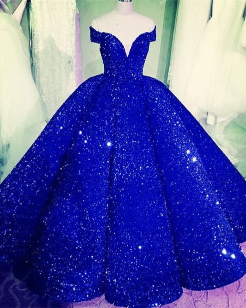 Sequin Ball Gown Dresses Off The Shoulder long prom dress cg22304 ...