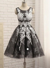 scoop neck white & black lace appliqued a-line homecoming dress cg3853 ...
