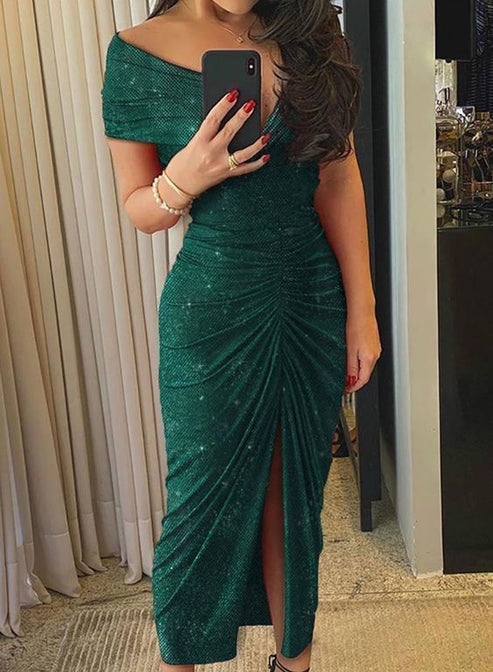 Off The Shoulder Front Slit Prom Dress cg7043 – classygown